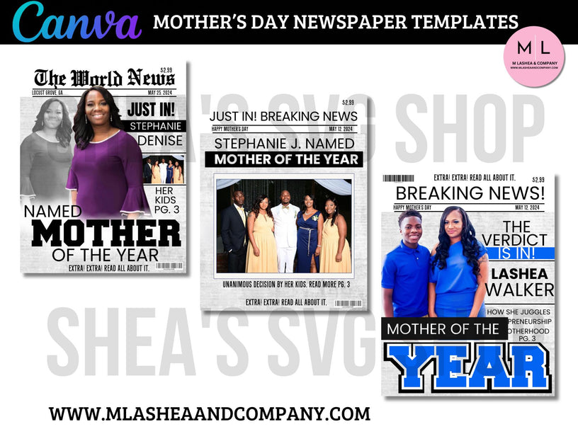 CANVA Mother’s Day Newspaper Templates – M LaShea & Company