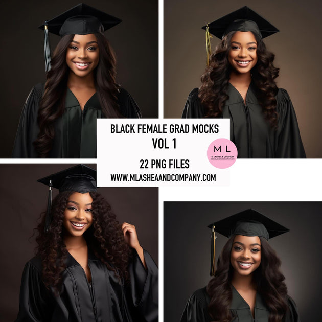 Black Female Grad Mock Models Vol 1 (PNG) – M LaShea & Company