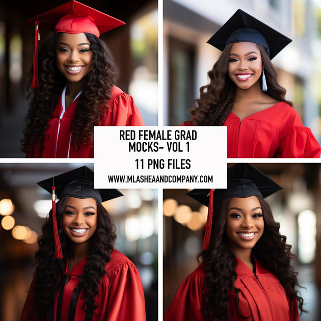 Red Female Grad Mock Models Vol 1 (PNG) – M LaShea & Company