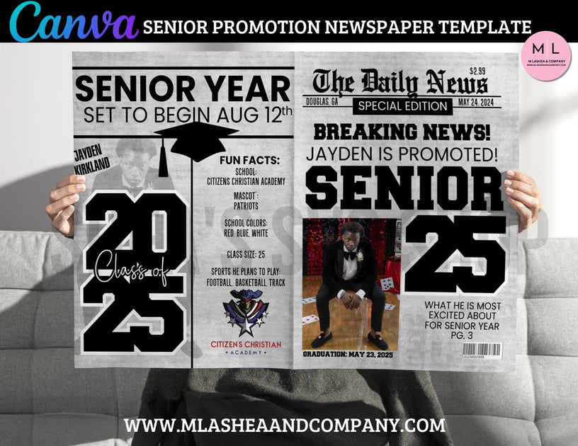 CANVA Full Senior Promotion Newspaper Template – M LaShea & Company