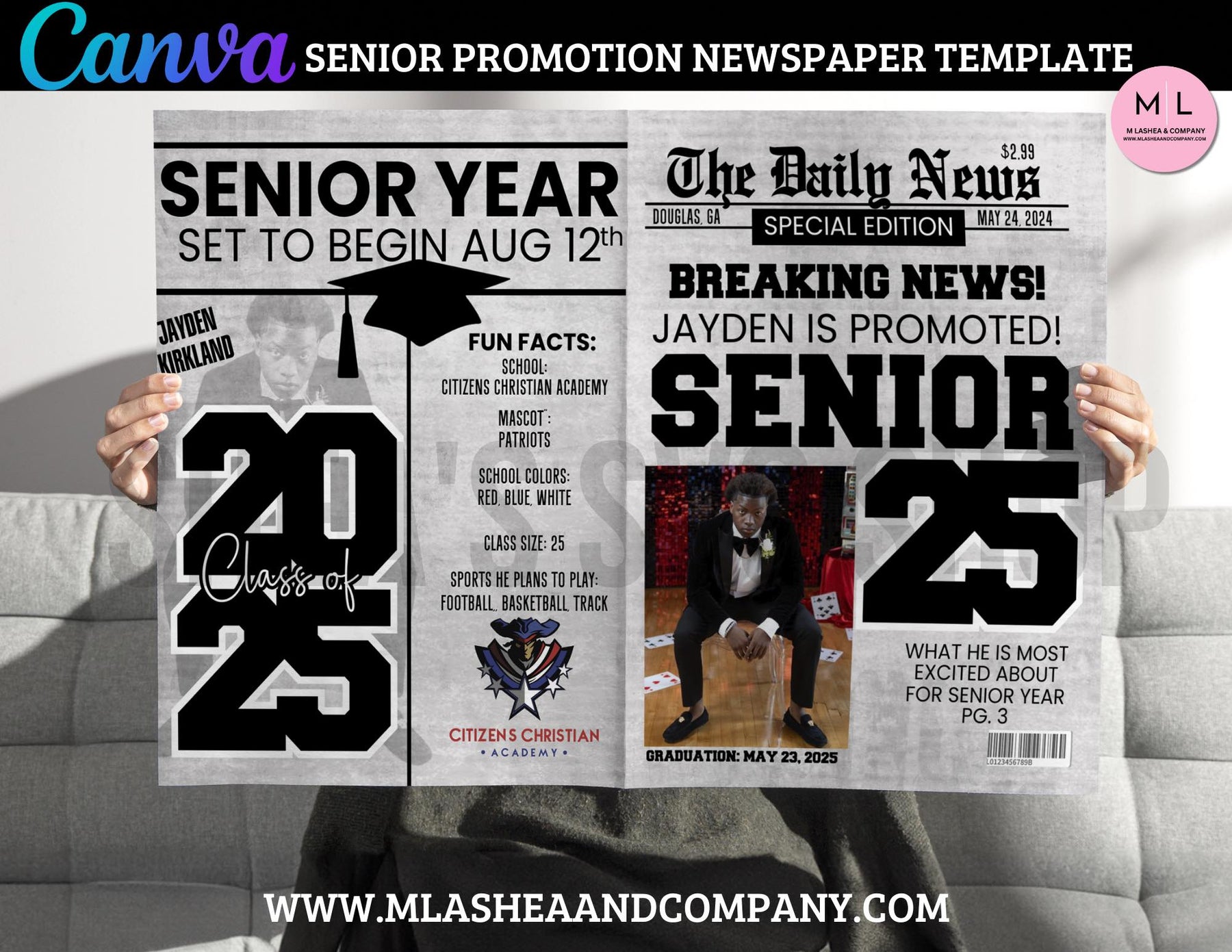 CANVA Full Senior Promotion Newspaper Template – M LaShea & Company