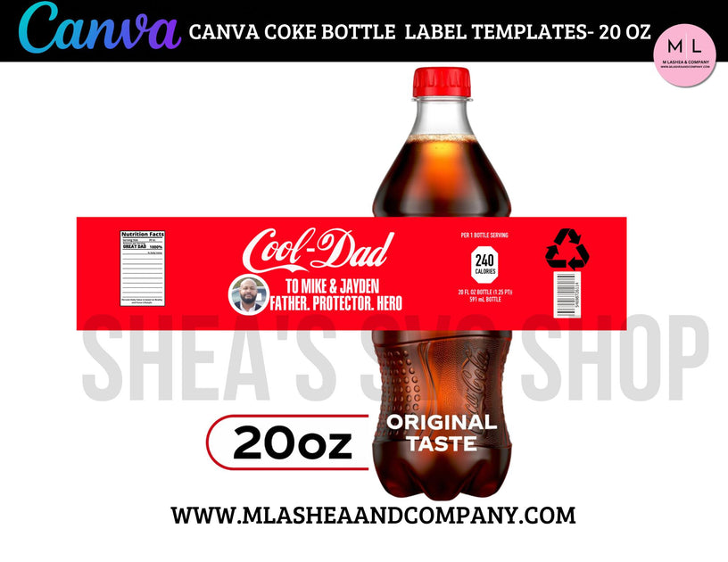 CANVA Dad Coke Bottle Label Templates (20 oz) – M LaShea & Company