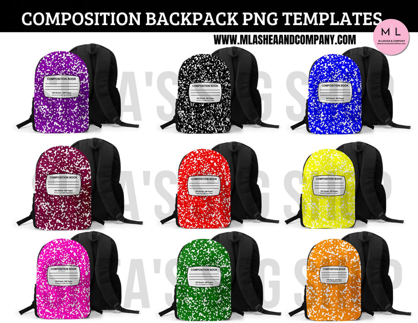 Composition Backpack PNG Templates – M LaShea & Company