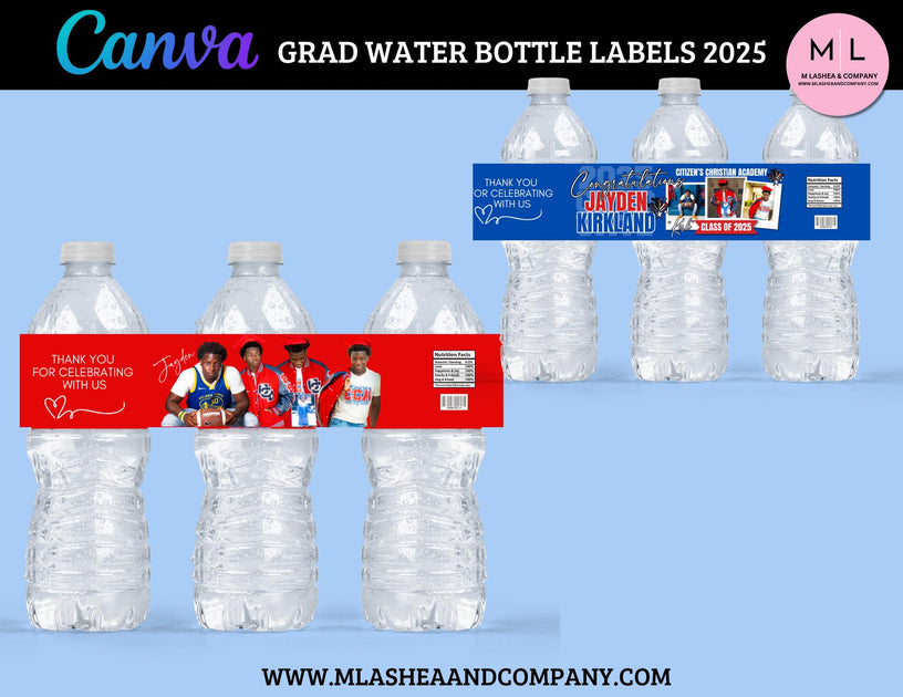 Canva 2025 Grad Water Label Templates – M LaShea & Company