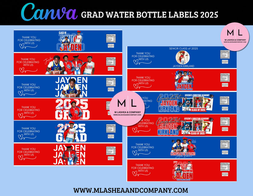 Canva 2025 Grad Water Label Templates – M LaShea & Company