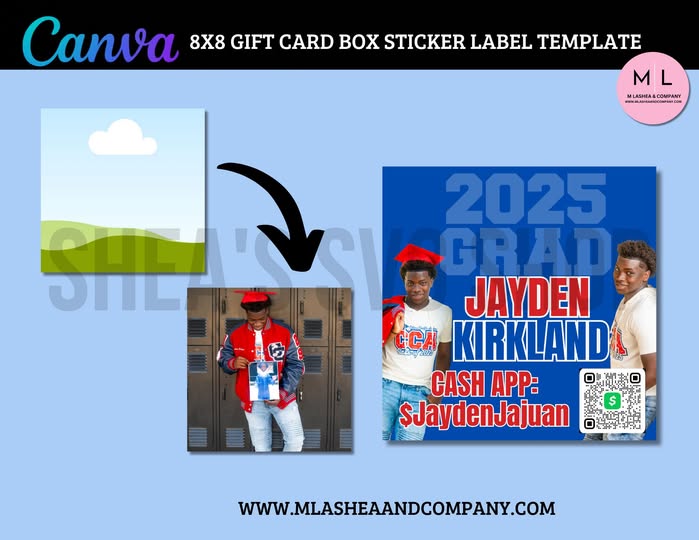 Canva Grad 8x8 Gift Card Box Sticker Label Templates(Canva Template ...