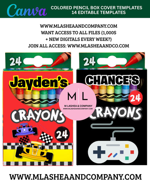 Canva Crayon Box Cover Templates (Canva Template) – M LaShea & Company