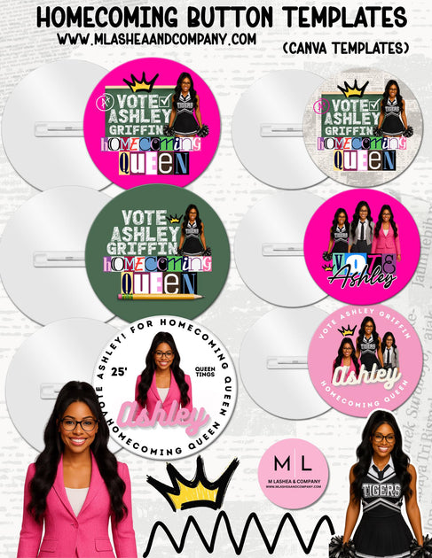 Homecoming Queen Canva Button Templates – M LaShea & Company