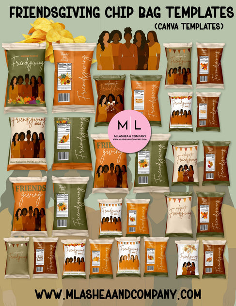 Canva Friendsgiving Chip Bag Templates – M LaShea & Company