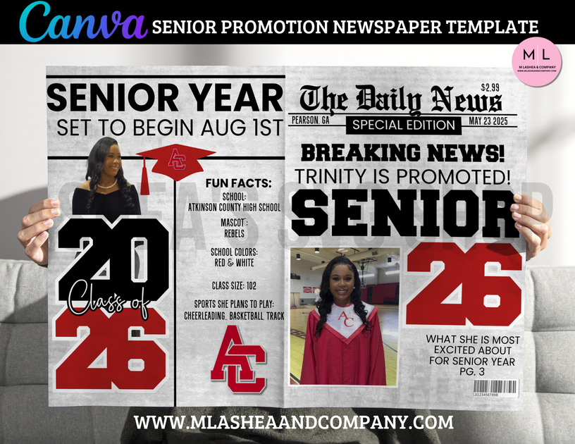 CANVA Full Senior Promotion Newspaper Template – M LaShea & Company
