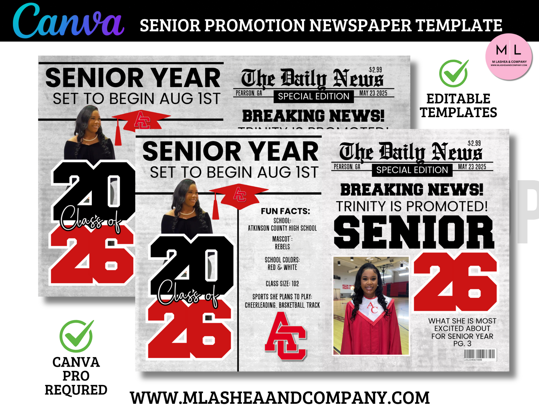CANVA Full Senior Promotion Newspaper Template – M LaShea & Company