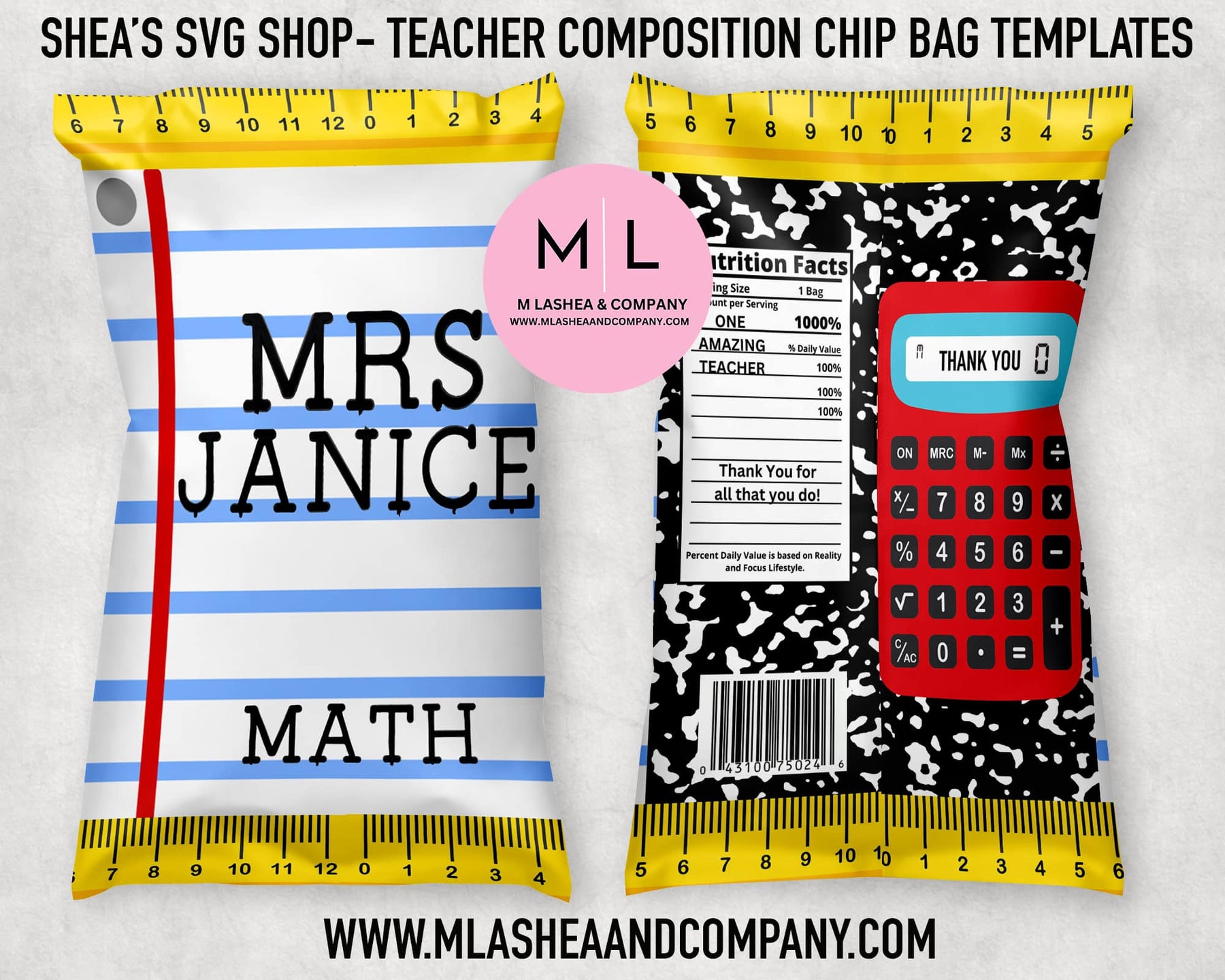 Notebook Paper Teacher Chip Bag Templates – M LaShea & Company