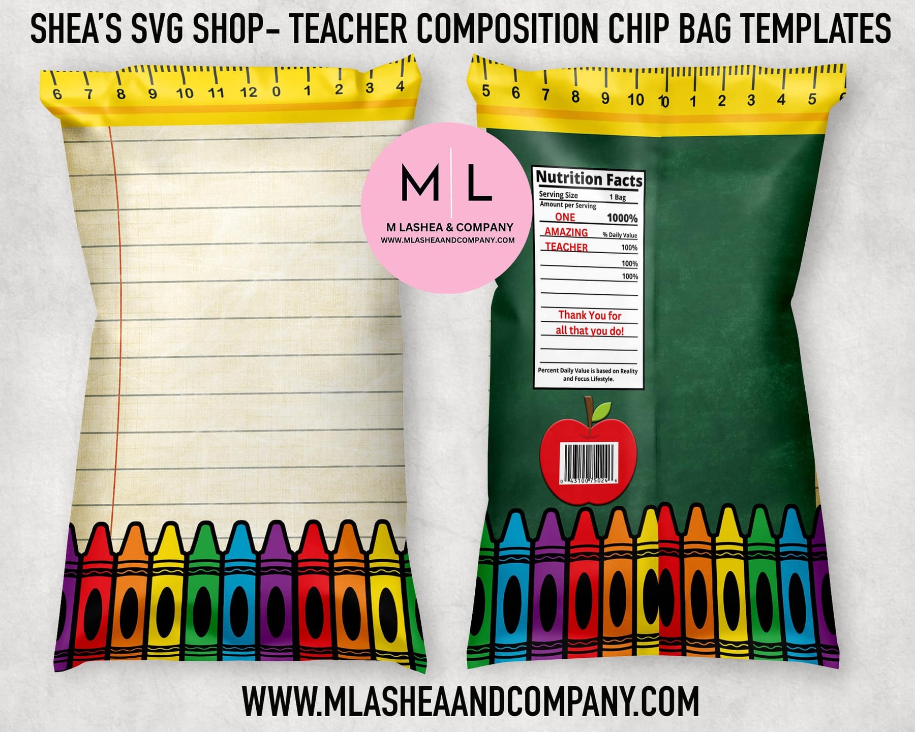 Notebook Paper Teacher Chip Bag Templates – M LaShea & Company