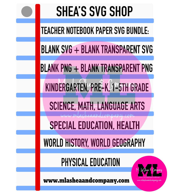 Teacher Notebook Paper SVG Bundle – M LaShea & Company