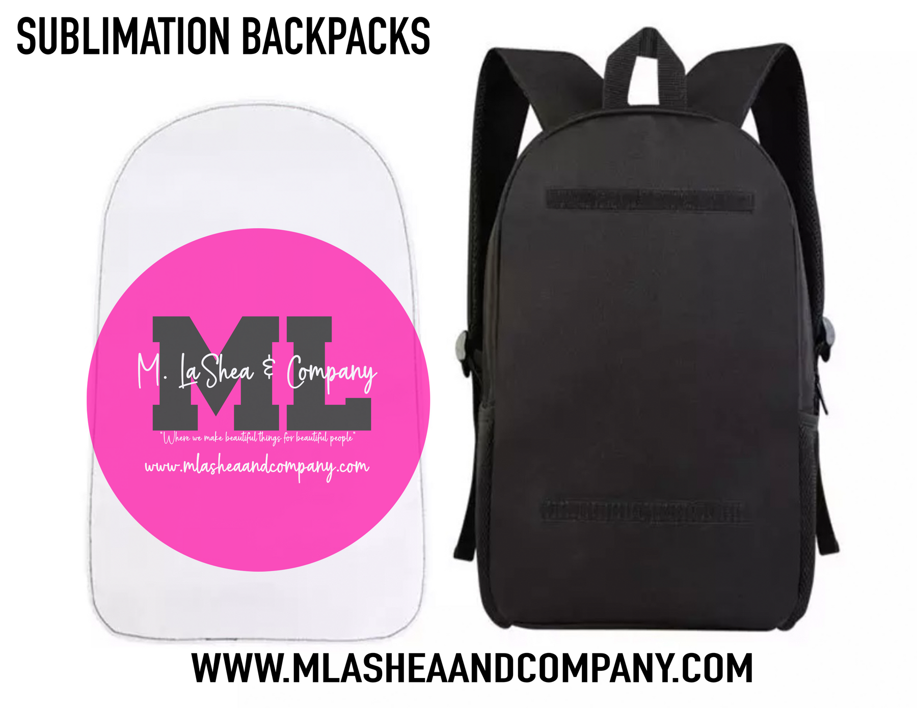 Sublimation Backpack White with Full Detachable front – M LaShea & Company